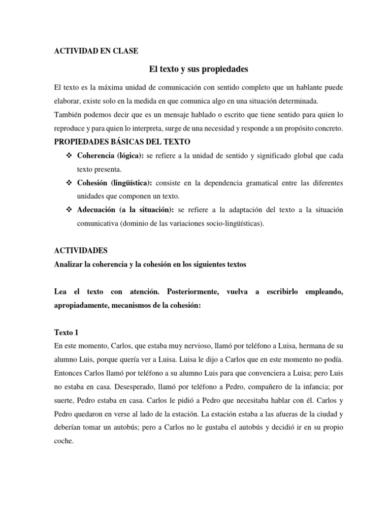 Ficha de Actividad en Clase (El Texto) 2020-Ii | PDF | Comunicación ...
