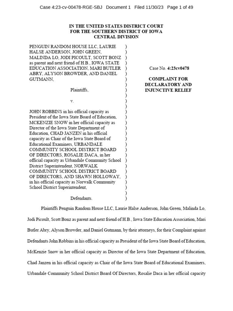 11 30 23 Complaint For Declatory And Injunctive Relief 1 02106253