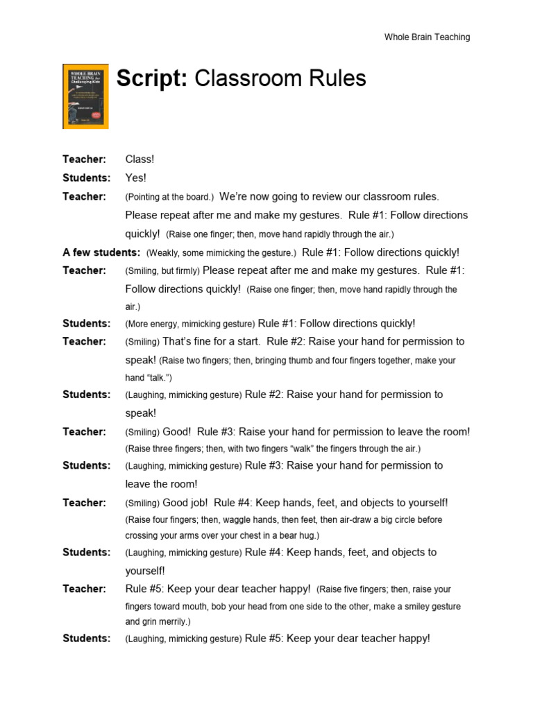 Classroom Rules Introduction Pdf Hand