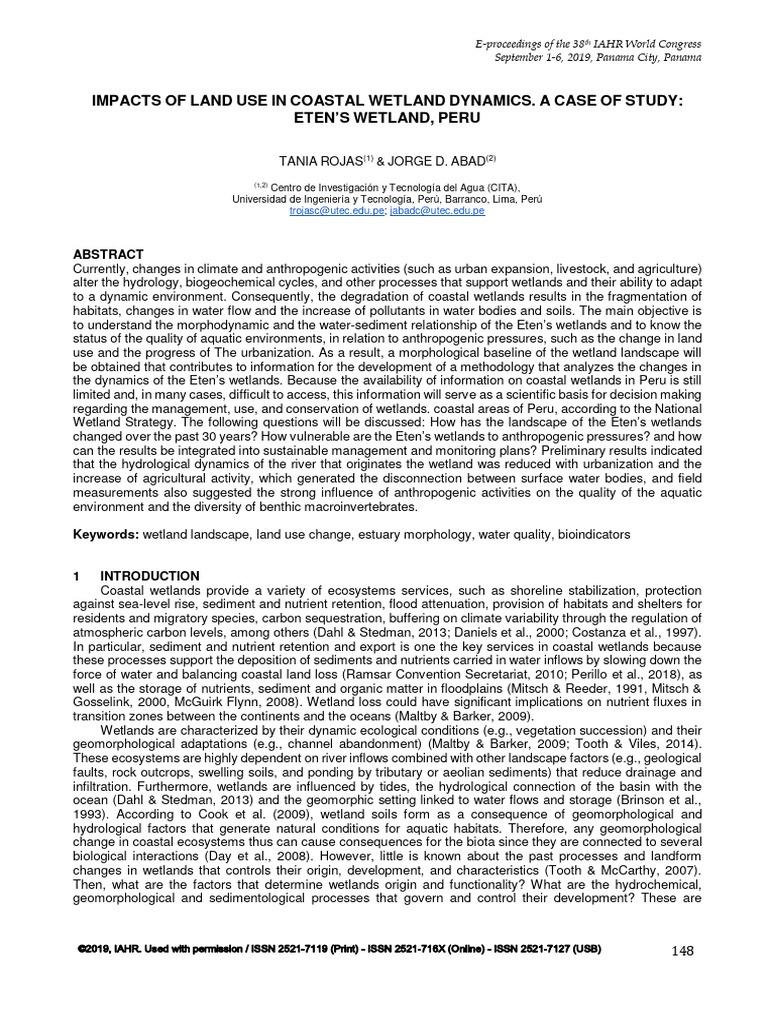 Impacts Of Land Use In Coastal Wetland Dynamics A Case Of Study Eten S