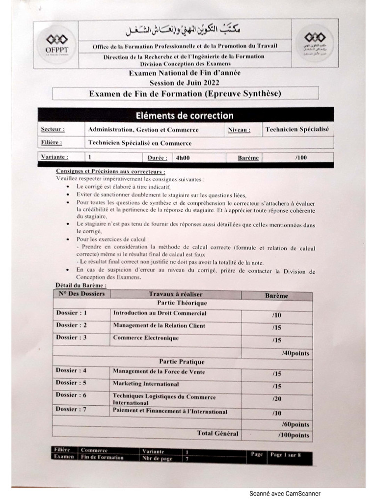 Corrigé Eff TSC 2022 v1 | PDF