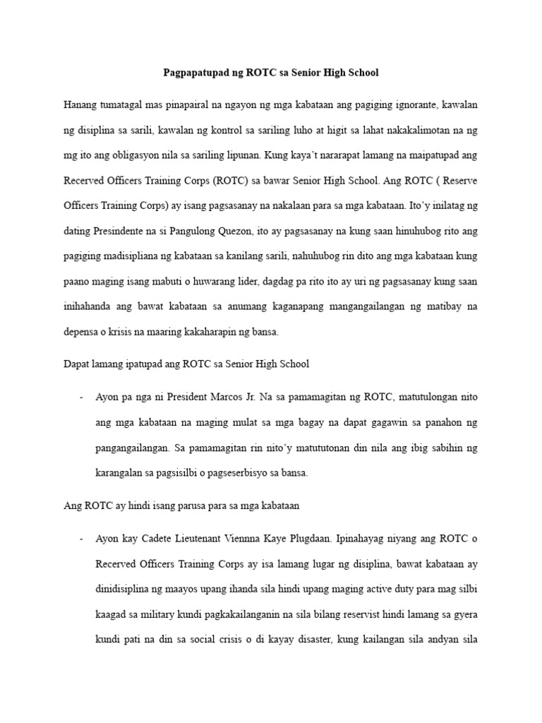 Rush Nga Naay Pag Ka Posisyong Papel | PDF