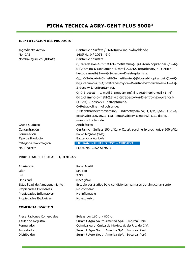 FT - Agry-Gent Plus 5000 FP | PDF | Las bacterias | Química