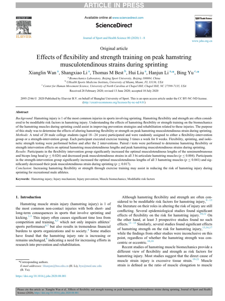 Effects of Flexibility and Strength Training On Peak Hamstring ...