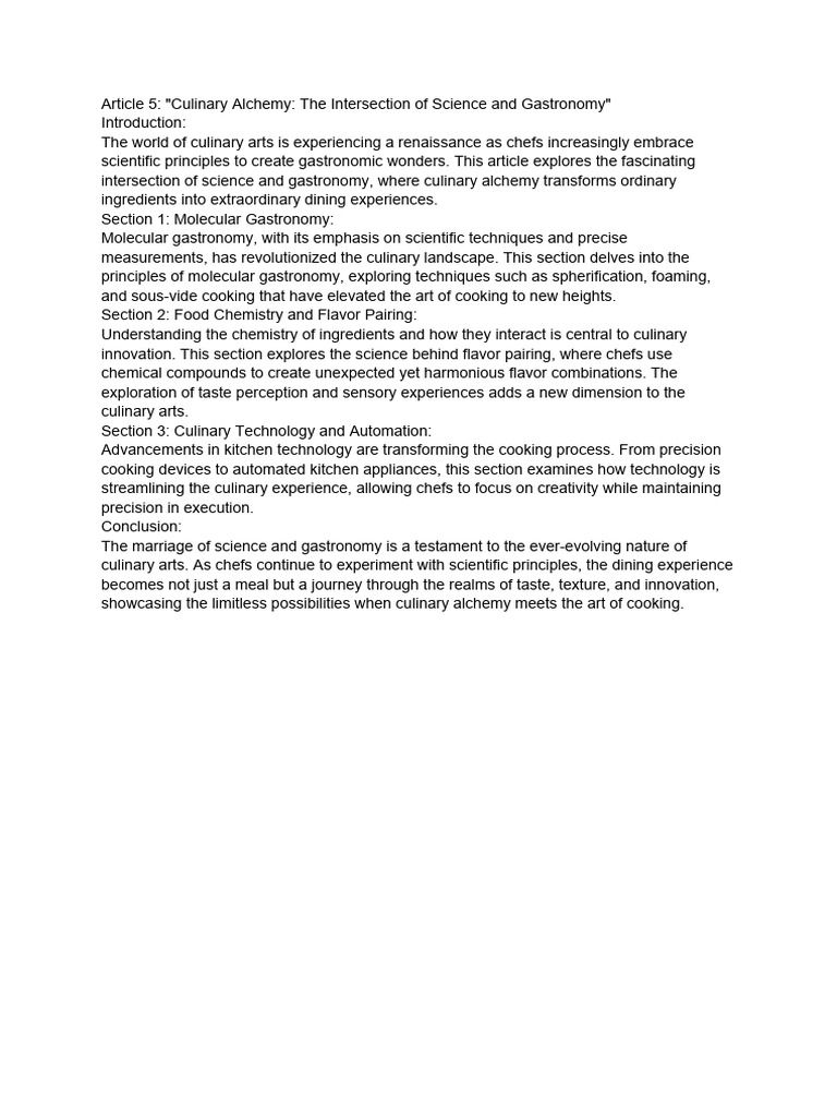 Article 5 - Culinary Alchemy - The Intersection of Science and ...