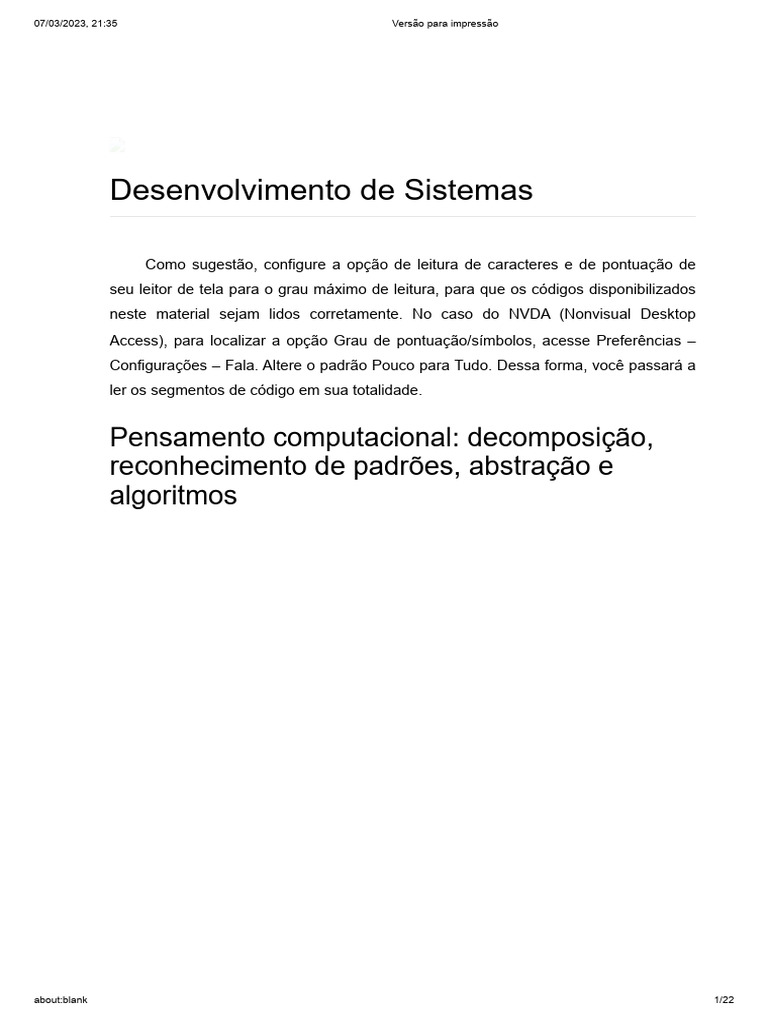 Pensamento Computacional Pdf Pensamento Algoritmos 