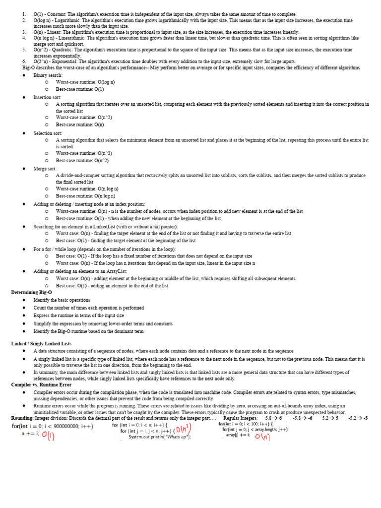 Final Exam Cheat Sheet - Object Oriented Coding | PDF | Time Complexity | Class (Computer ...