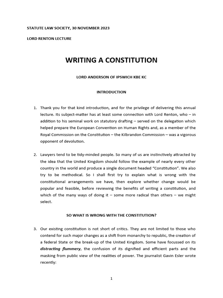 Writing A Constitution | PDF | Cost Of Living | Constitution