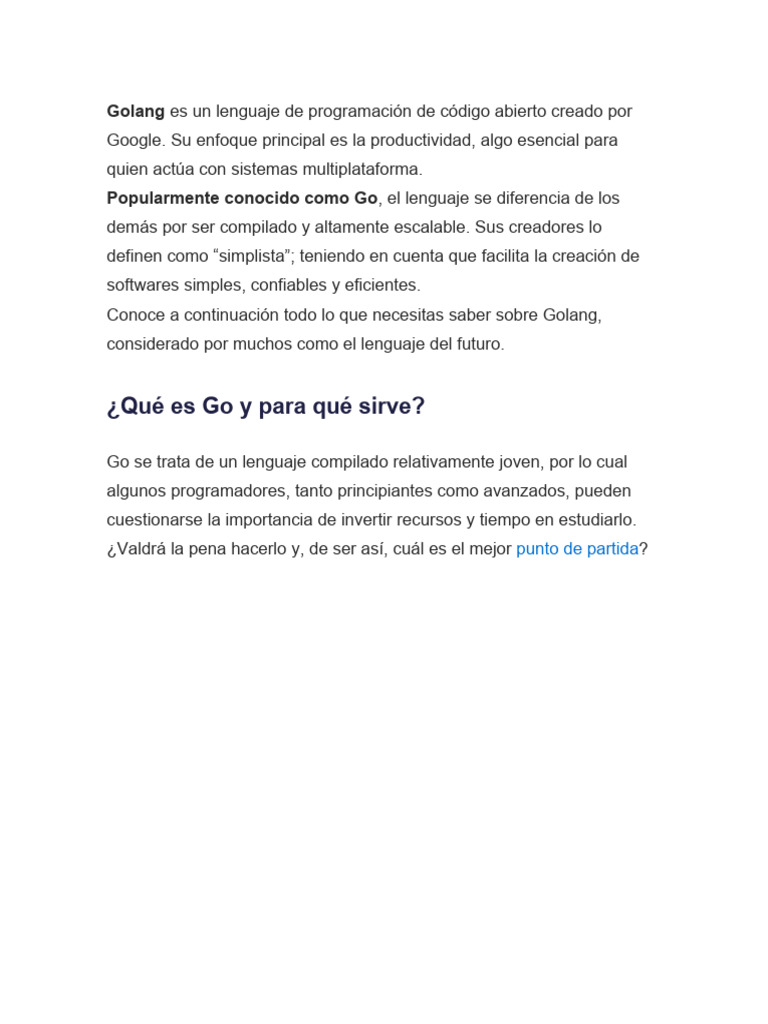 Copia de Golang | PDF | Lenguaje de programación | Distribución de Linux