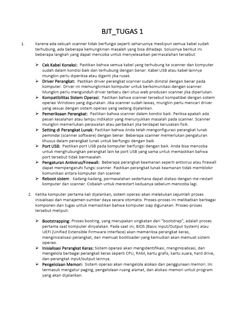 BJT - TUGAS 1 Sistem Operasi | PDF