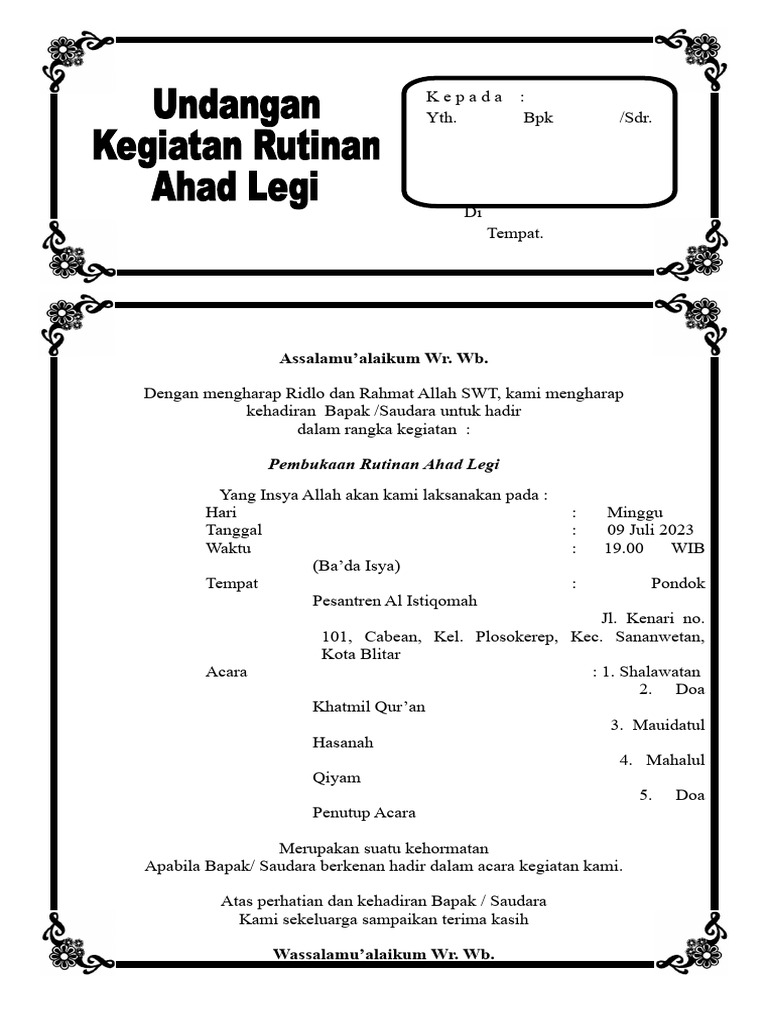 Undangan Rutinan | PDF