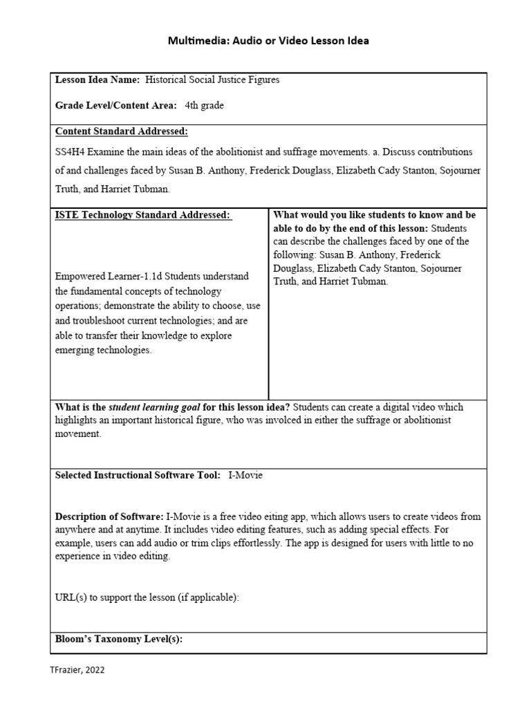 Multimedia Audio or Video Lesson Idea Template2022 1 | PDF | Multimedia ...
