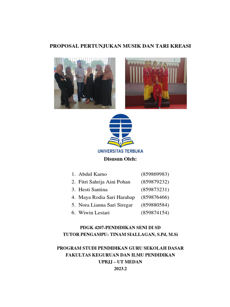 TT3 Pendidikan Seni Di SD Proposal Pertunjukan Musik Dan Tari Kreasi Oleh Kelompok 1 | PDF