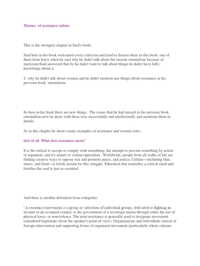 Themes of Resistance Culture | PDF | Resistance Movements | Colonialism