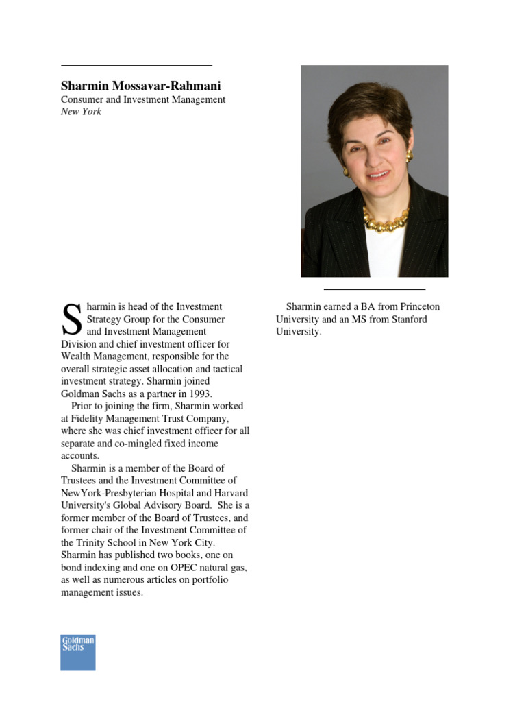 Sharmin Mossavar Rahmani Bio | PDF | Career & Growth | Business