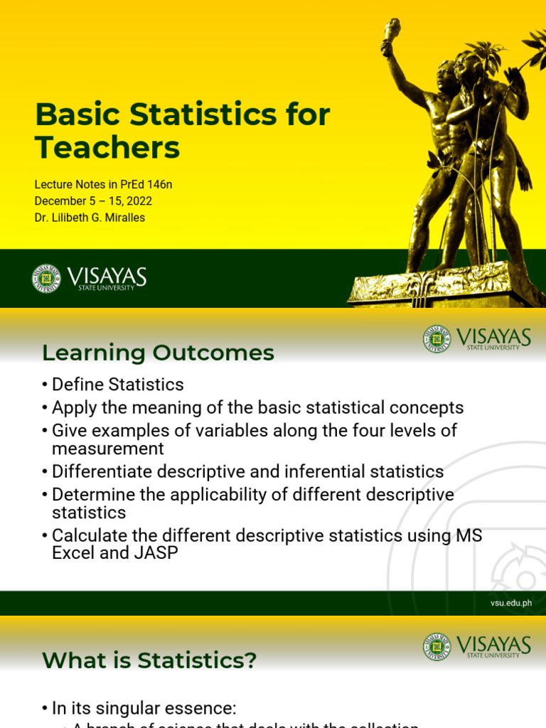 Lesson 3.5. Basic Statistics For Teachers | PDF | Statistics | Level Of ...