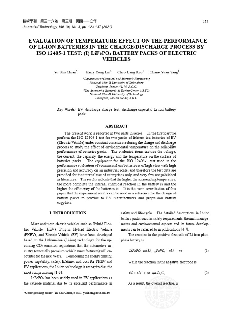 Chien, 2021 Evaluation of Temperature Effect On The Performance in ...
