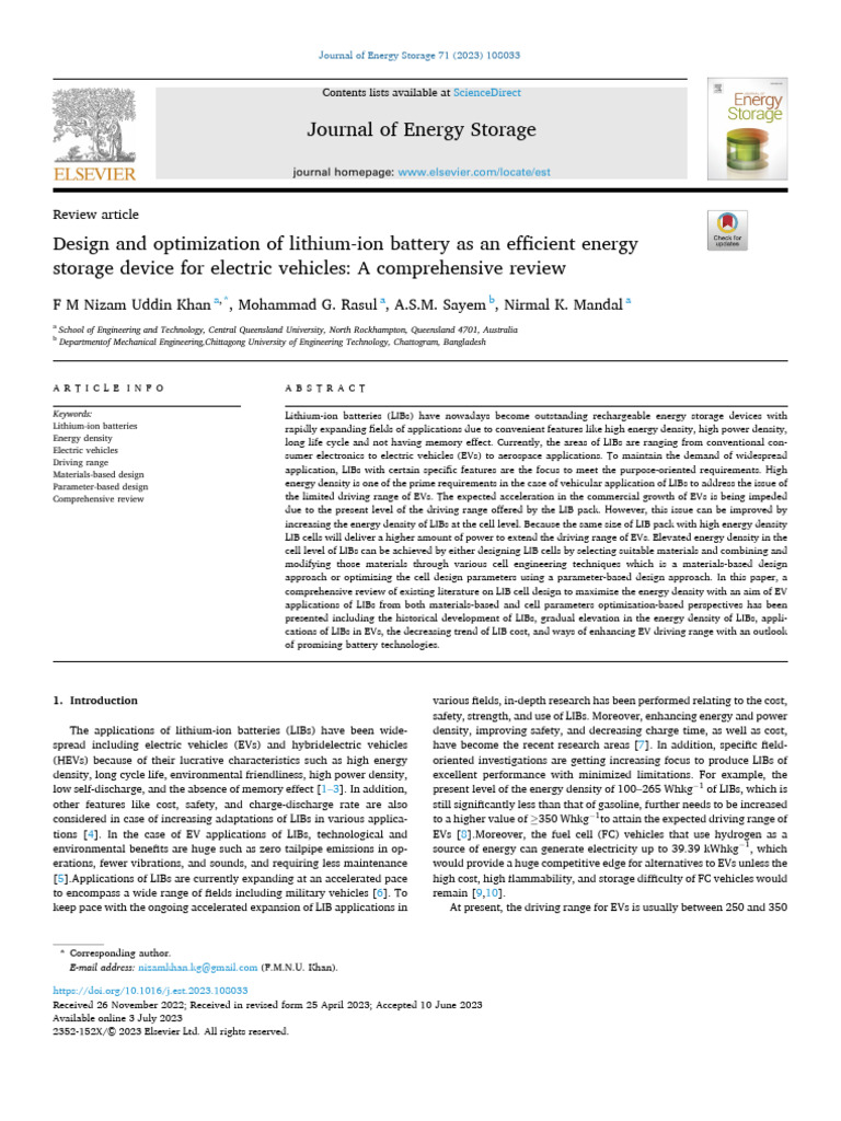Khan, 2023 - Review Design and Optimization of Lithium-Ion Battery ...