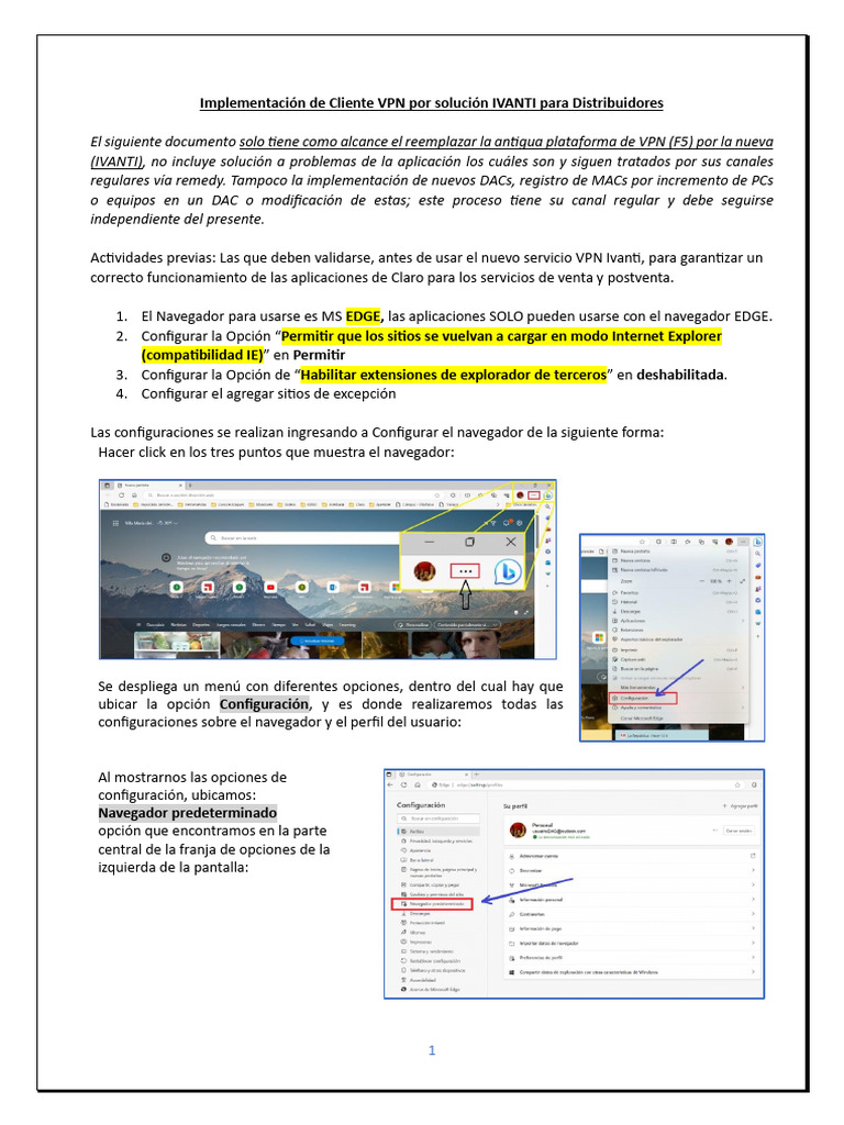 Implementación de Cliente VPN Por Solución IVANTI para Distribuidores V1.1 | PDF | explorador de ...