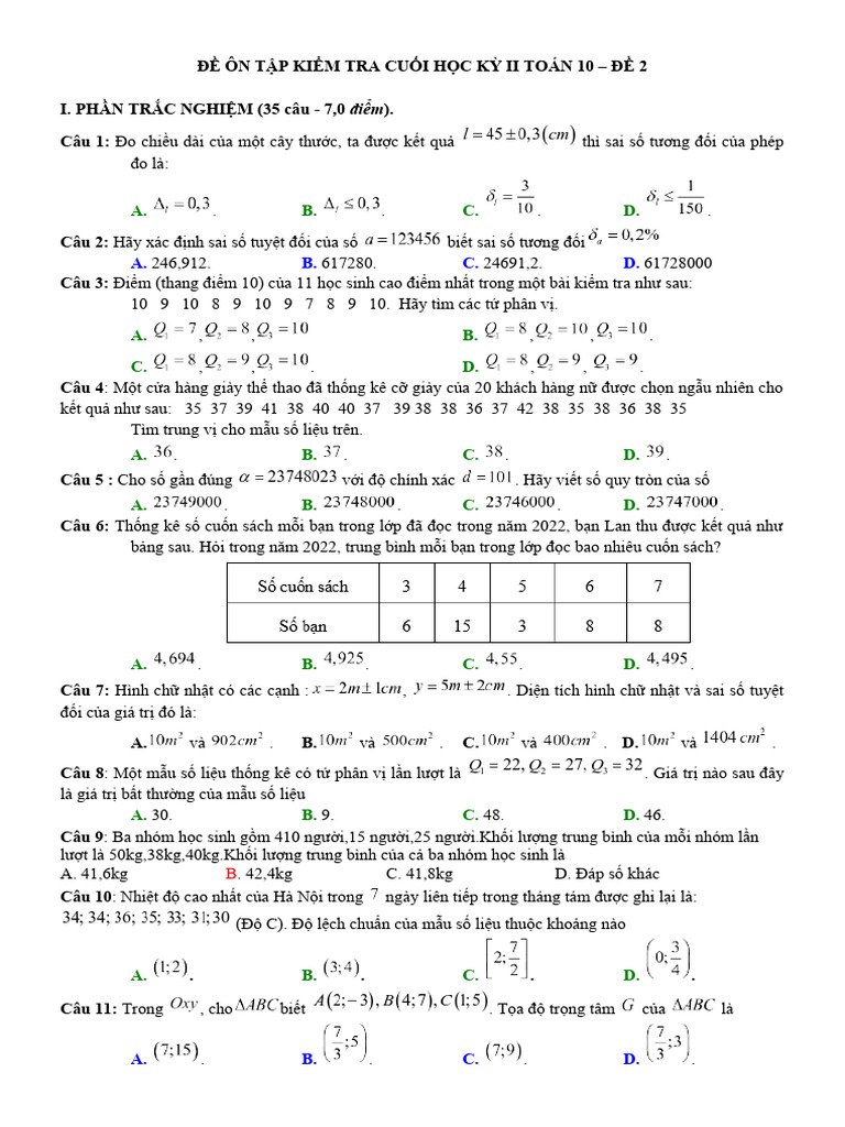 Đề 2 ÔN TẬP CK2 | PDF