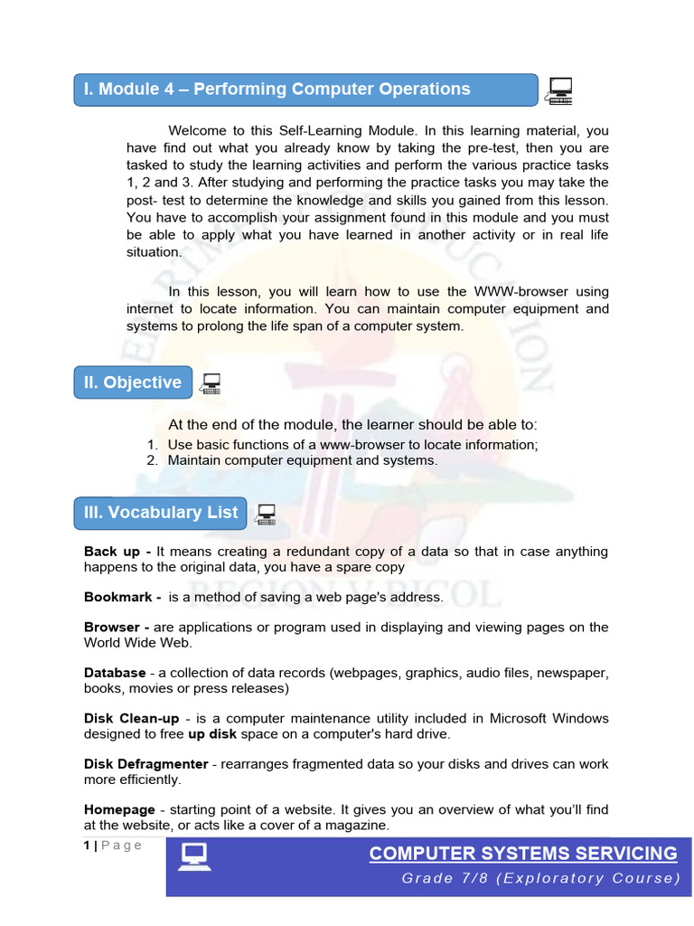 Computer Operations and Internet Skills | PDF | World Wide Web ...
