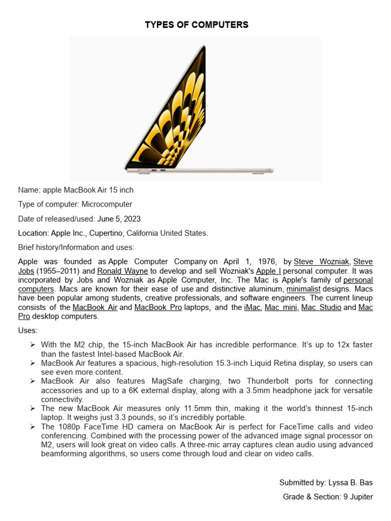 Types of Computers Css 9 Activity 1.2 | PDF | Games & Activities ...