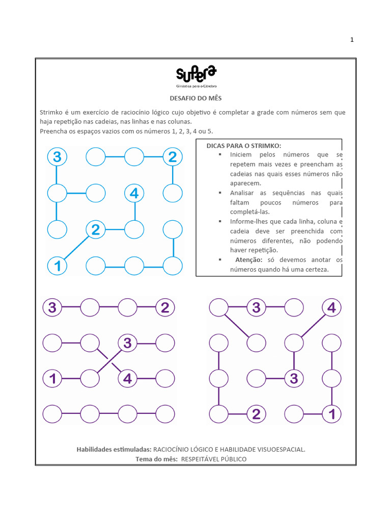 Strimko Modelo Para Impressão Pdf