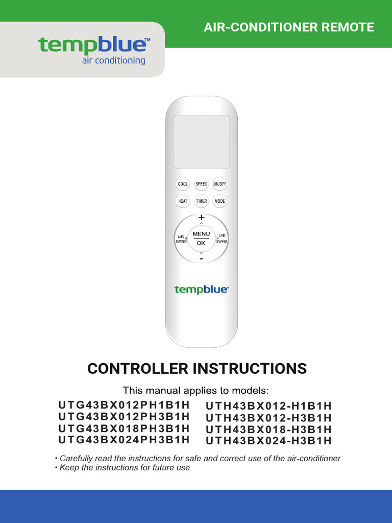 Tempblue Remote Manual | PDF | Home & Garden | Science & Mathematics