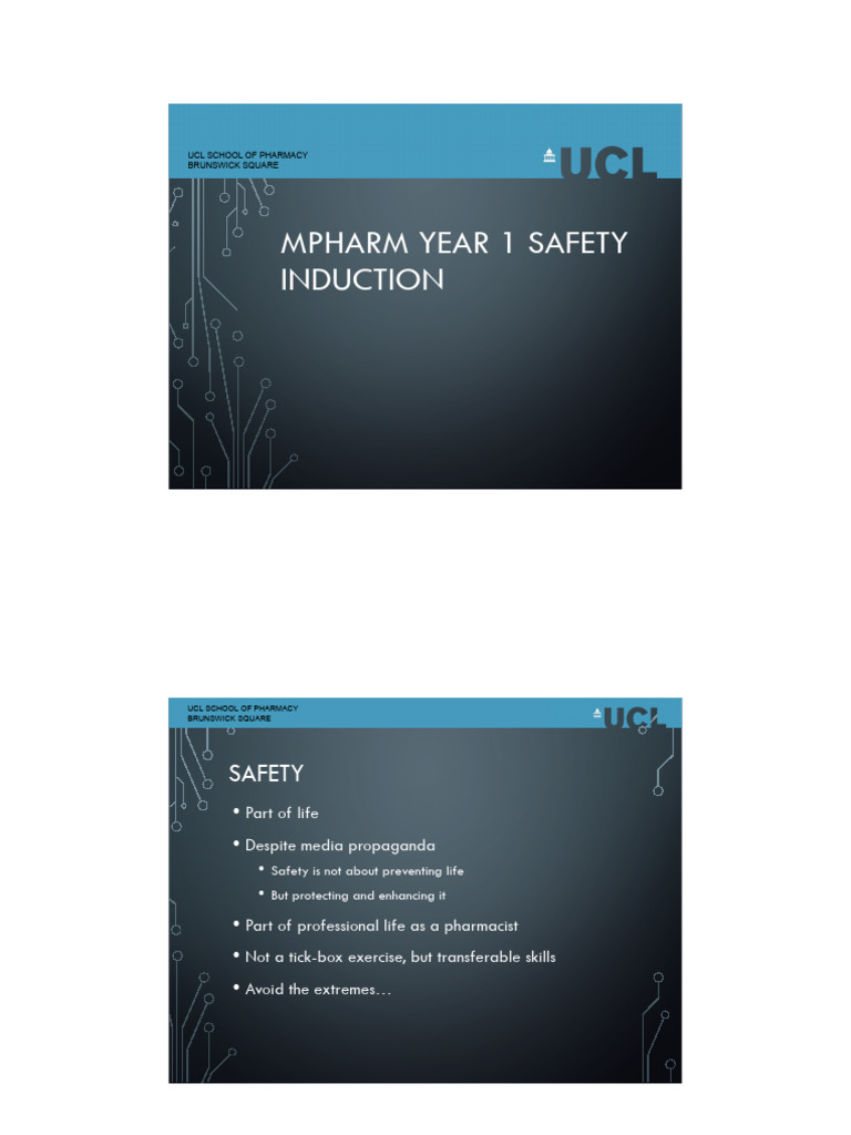 Safety Induction Lecture Slides | PDF | Laboratories | Pharmacy