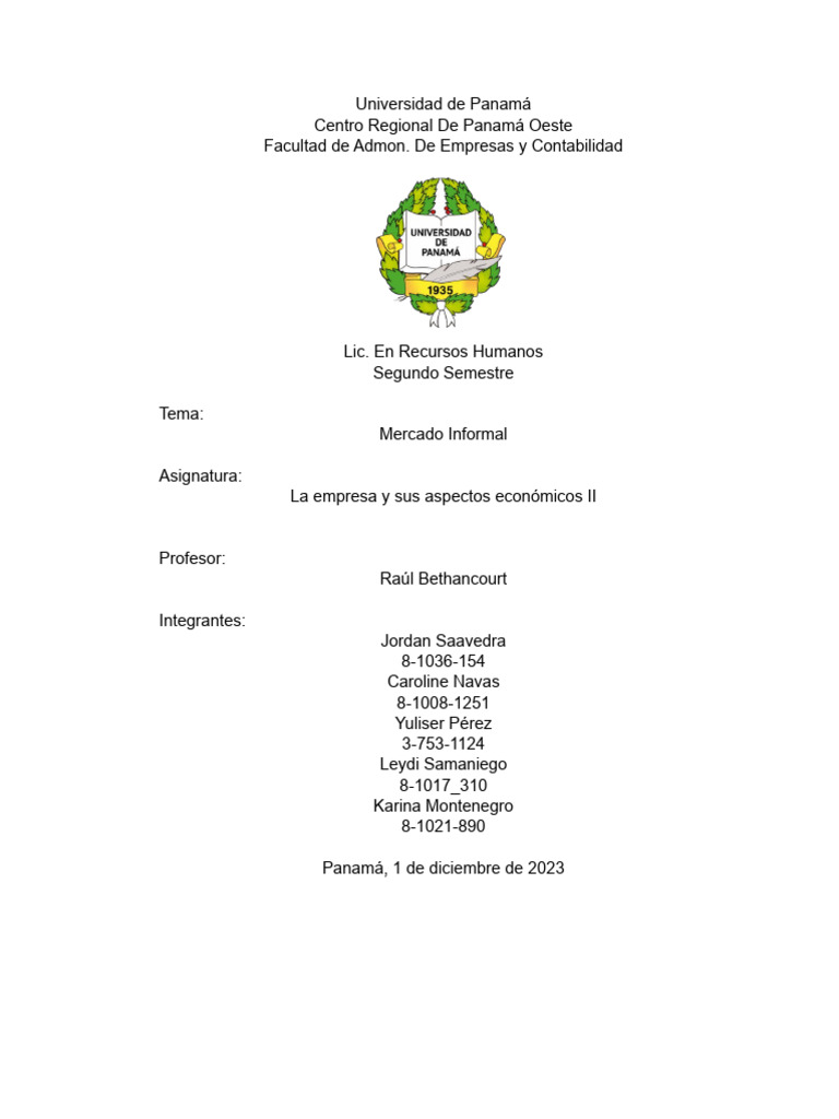 Investigacion Del Mercado Informal | PDF | Ciencias económicas | Economias