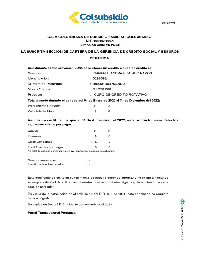 Certificado Tributario Pdf