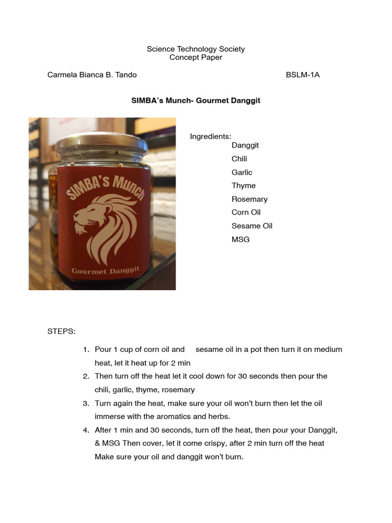 STS - Food Concept Paper | PDF