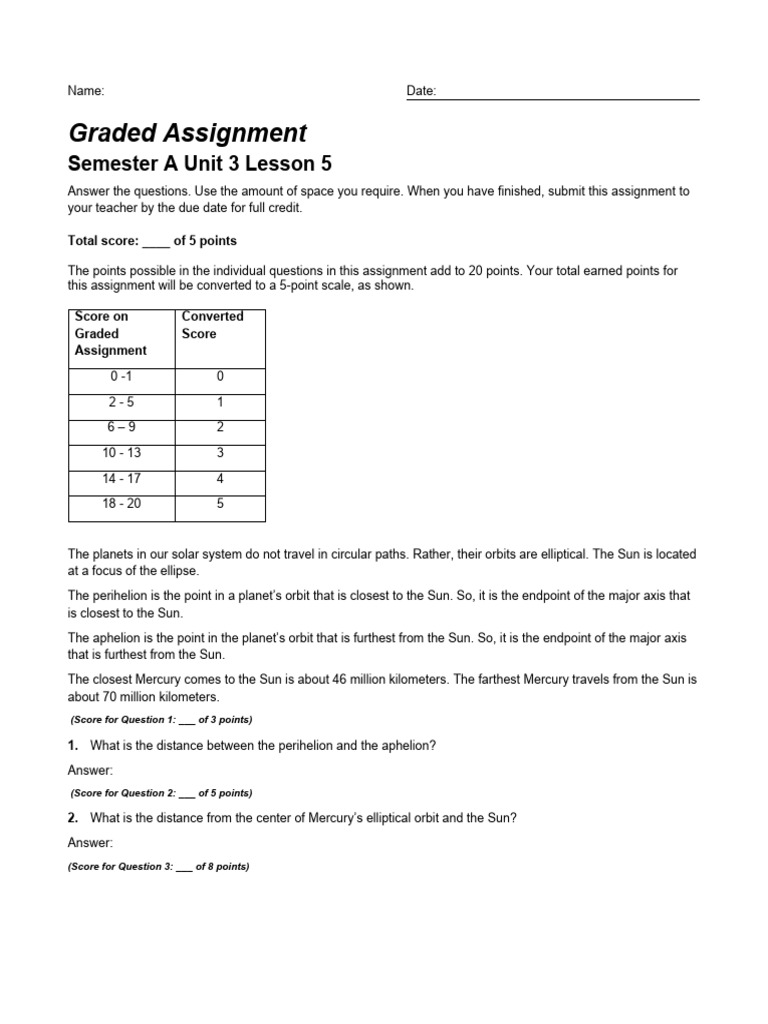 Graded Assignment: Semester A Unit 3 Lesson 5 | PDF | Teaching Methods ...