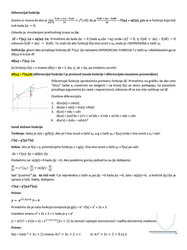 Predavanje Diferencijal Funkcije, Integrali | PDF