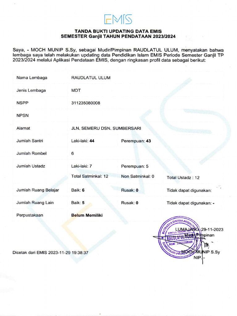Bap Updating Emis 2023-2024 Ganjil | PDF