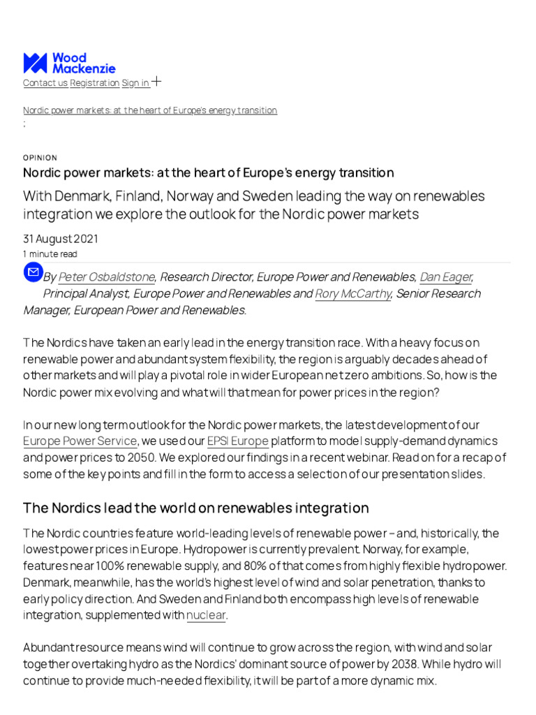 Nordic Power Markets: Europe's Energy Future | PDF | Hydroelectricity ...