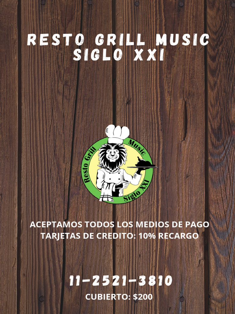 Menu Resto Grill | PDF | Cocina occidental | Alimentos