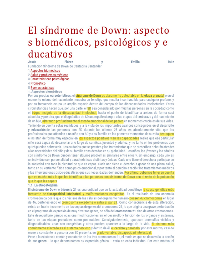 Paper Sindrome de Down | PDF | Síndrome de Down | Discapacidad intelectual