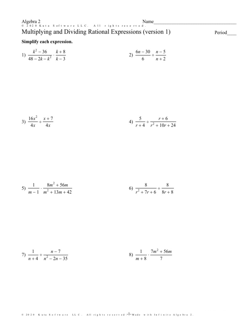 Multiplying and Dividing Rational Expressions | PDF | Teaching Methods ...