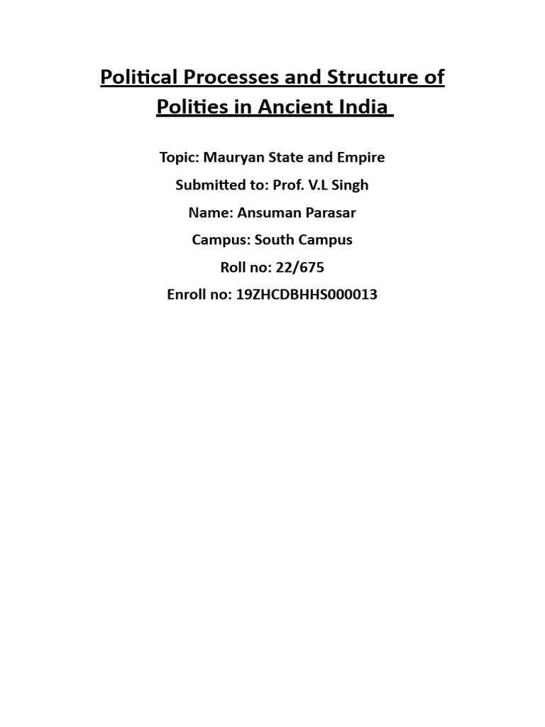 Political Processes and Structure of Polities in Ancient India | PDF ...