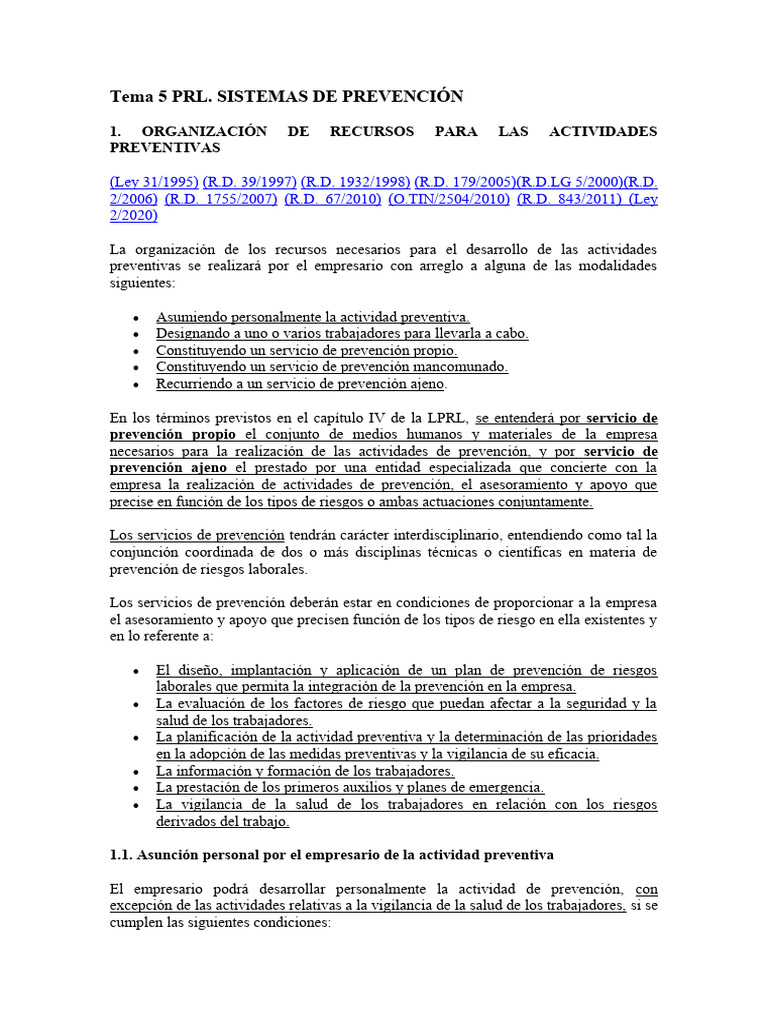 Tema 5 PRL Curso 2022-23 | PDF