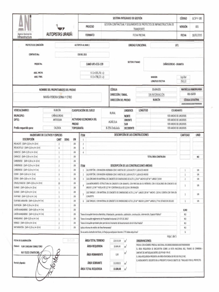 CCG 139 Ficha Planos Prediales | PDF