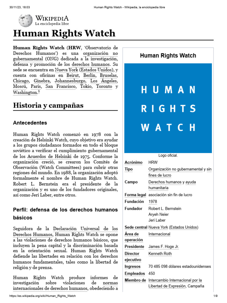 Human Rights Watch | PDF | Observador de derechos humanos | Derechos ...