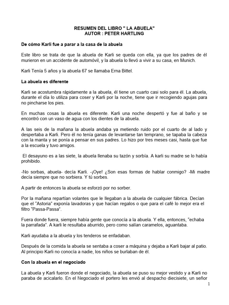 Resumen Libro La Abuela Pdf
