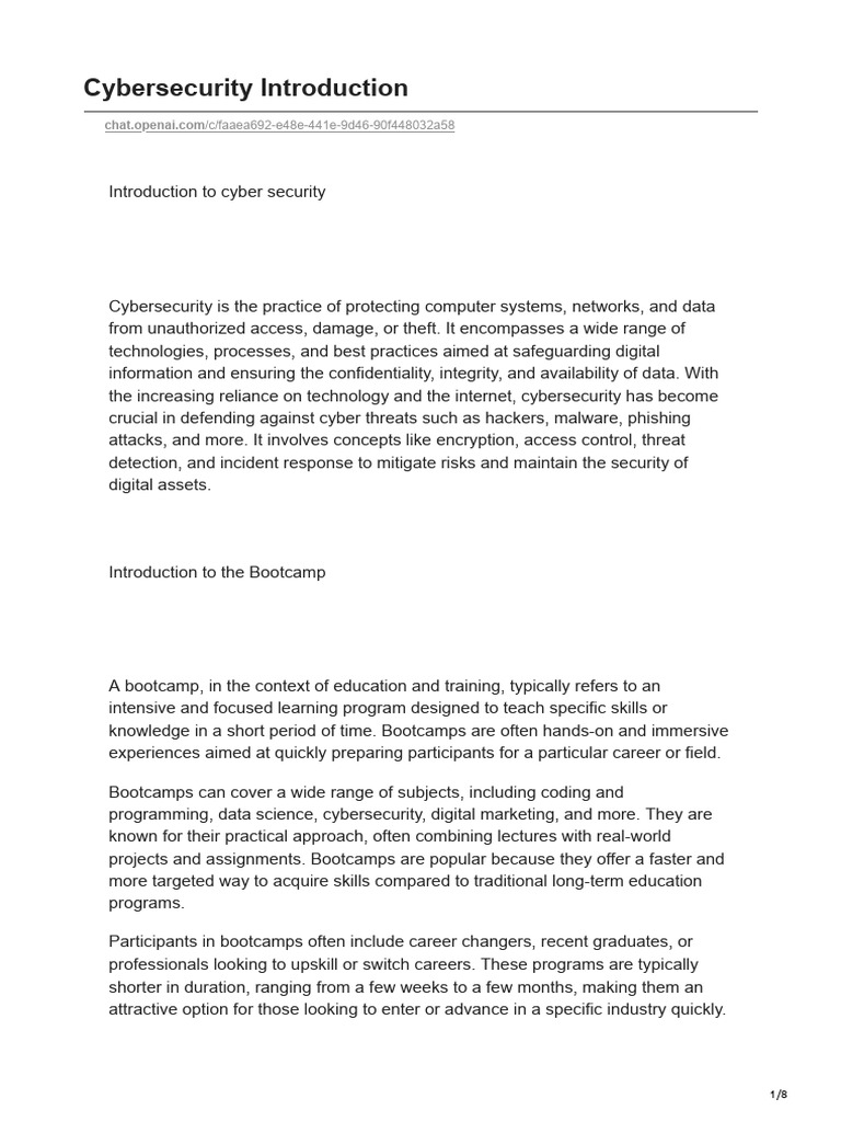 Cybersecurity Introduction Pdf Computer Network Security