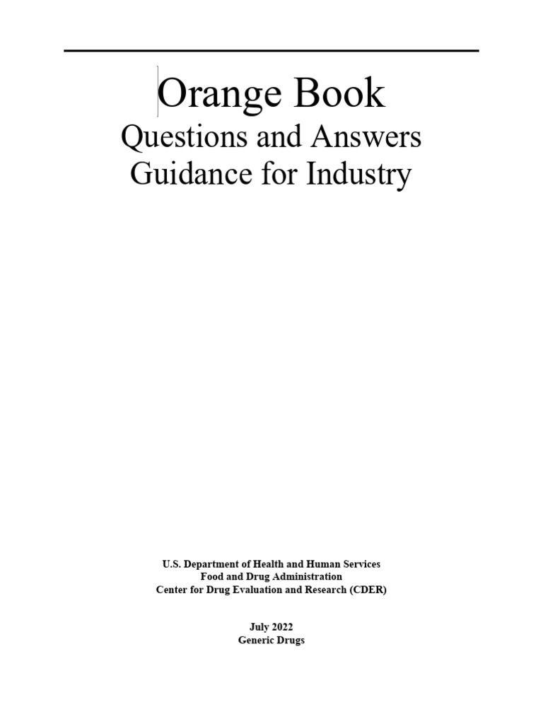 FDA Orange Book Guidance for Industry | PDF | Food And Drug ...
