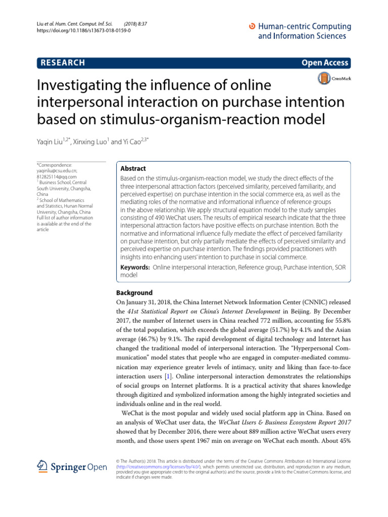 Investigating The Influence of Online Interpersonal Interaction On Purchase Intention Based On ...