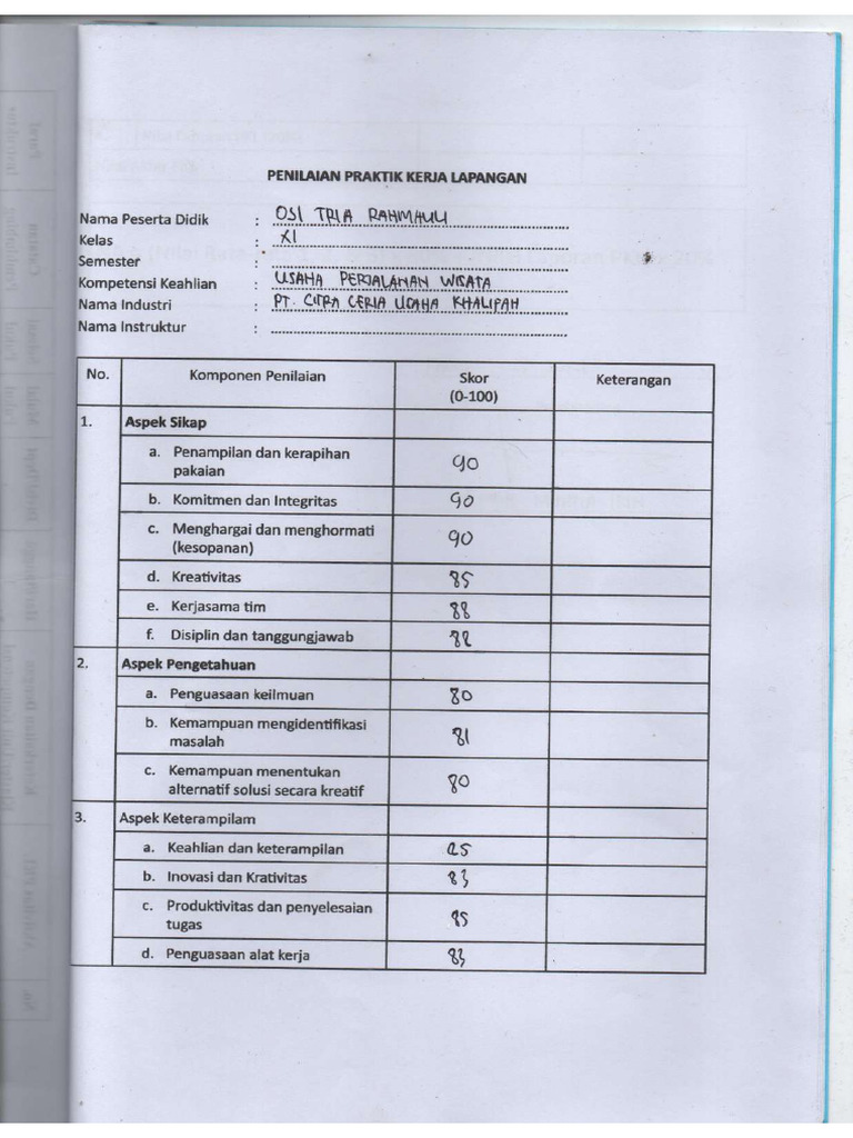 Rekap Nilai 1 001 | PDF