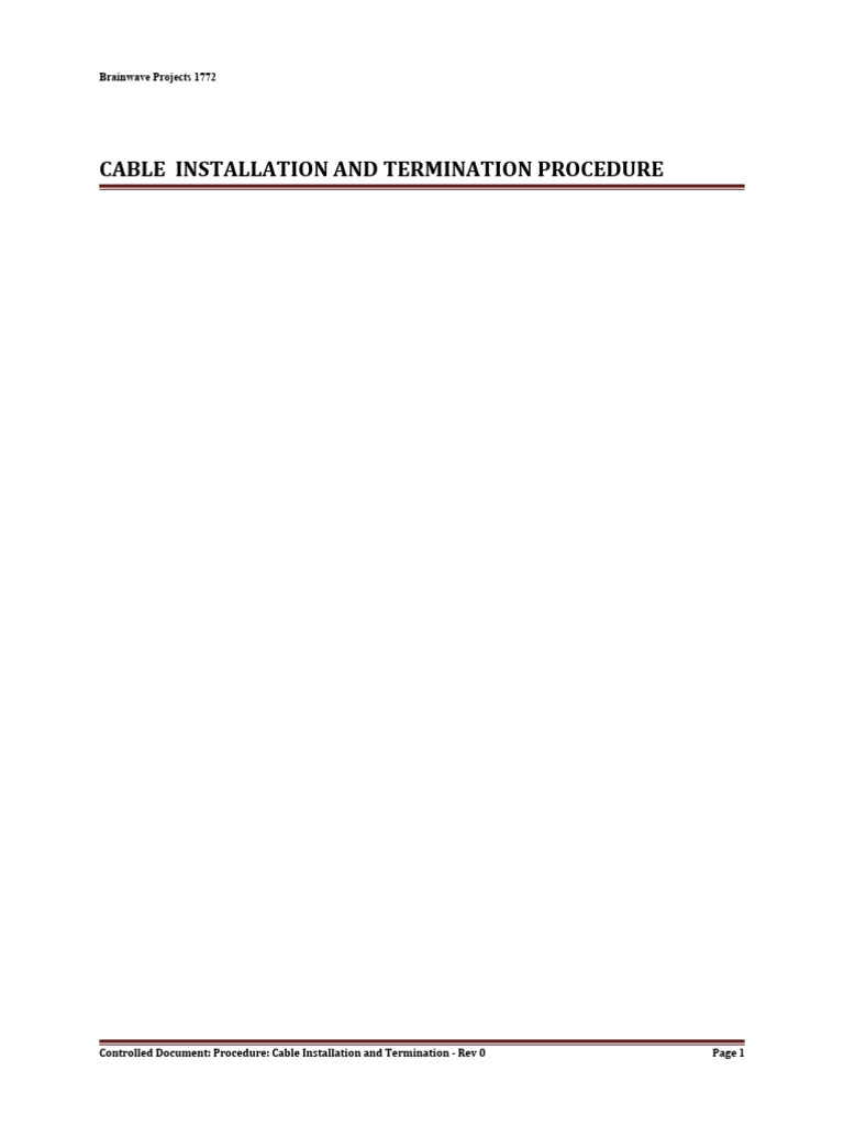 Cable Installation and Termination Guide | PDF | Electrical Wiring ...