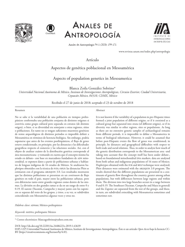 Antropologia Genetica (333331) | PDF | Mesoamérica | Adn mitocondrial